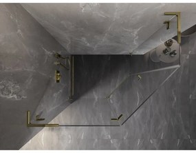 Mexen Lunar, L pětiúhelníkový sprchový kout naklápěcí doleva 100 x 80 cm, 8mm čiré sklo, zlatý profil, 831L-100L-080P-50-00-L