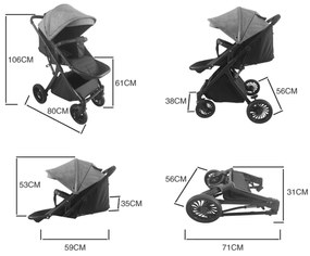 Aga Sportovní kočárek Černo/Modrý