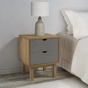 Noční stolek OTTA hnědý a šedý 45x39x57 cm masivní borovice - Default Title