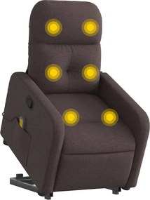 Zvedací masážní polohovací křeslo tmavě hnědé textil 3206809