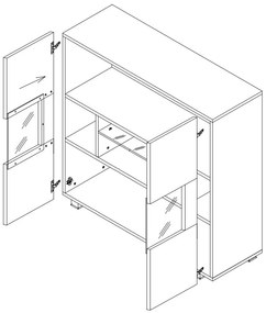 Obývací stěna CALABRINI c | 300 cm | 5 dílů R | černá lesk