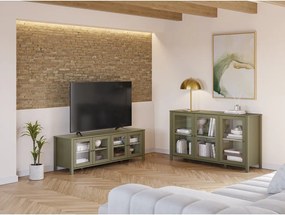Zelený TV stolek z borovicového dřeva 150x50x40 cm Alessandra – Marckeric