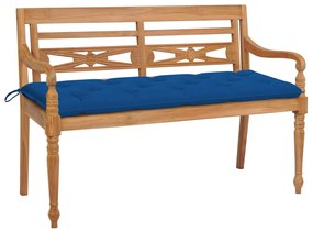 vidaXL Lavice Batavia s modrou poduškou 150 cm masivní teak