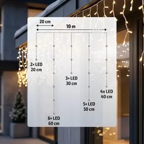 Solight LED vánoční girlanda rampouchy 200 LED teplá bílá / 10m / přív
