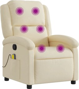 Masážní polohovací křeslo krémové barvy, látka 3205419