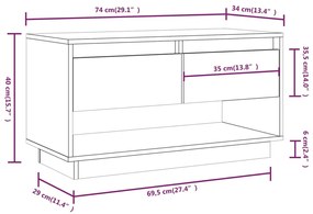 TV skříňka černá 74 x 34 x 40 cm masivní borové dřevo - Default Title
