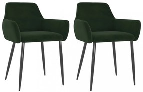 Jídelní židle 2 ks samet / kov Dekorhome Tmavě zelená