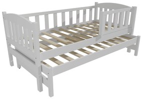 Vomaks Dětská postel s výsuvnou přistýlkou DPV 013 se zábranou Rozměr: 80 x 180 cm, Barva: barva bílá