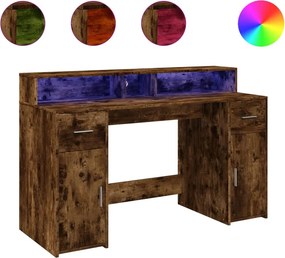 Psací stůl s LED kouřový dub 140 x 55 x 91 cm kompozitní dřevo 3309424