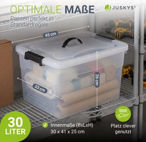 Juskys Plastové úložné boxy s víkem Velikost sady: 6 ks, Objem: 30 L