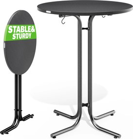 Barový stolek šedý Ø70x110cm skládací venkovní výškově nastavitelný až 100kg