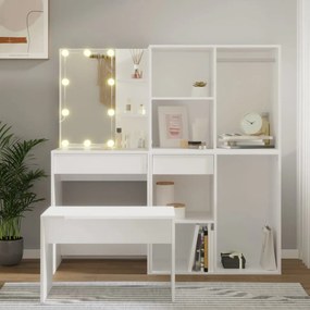 Toaletní stolek sada s LED bílý kompozitní dřevo 3114099
