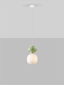 Bílé/světle zelené keramické závěsné svítidlo se skleněným stínidlem ø 18 cm Clio – Nova Luce