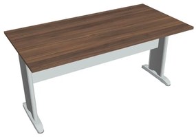 Stůl jednací rovný 160 cm - Hobis Cross CJ 1600 Dekor stolové desky: ořech, Dekor lamino podnože: šedá, Barva nohou: Stříbrná