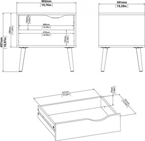 FALCO Noční stolek Retro 394 bílá/dub sonoma
