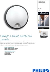 LED Venkovní nástěnné svítidlo Philips Eagle s pohybovým čidlem 17318/30/16 černé 2700K