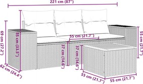 4dílná zahradní sedací souprava s poduškami béžová polyratan 3225316