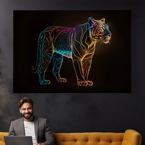 Obraz na plátně - Barevná puma (černý panter, celé tělo) FeelHappy.cz Velikost obrazu: 120 x 80 cm