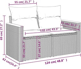 7dílná zahradní sedací souprava s polštáři černá polyratan 3227555