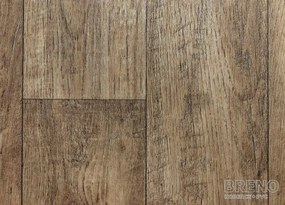 Breno PVC TRENTO Stock Oak 666M – tmavě hnědé dřevo, šíře 400 cm