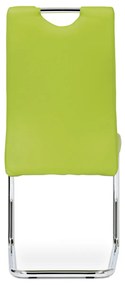 AUTRONIC Jídelní židle koženka zelená / chrom