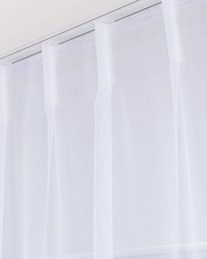 Záclona na jednotlivých hačcích flex barva bílá látka poloprůhledná, pletený vzor, vzorované