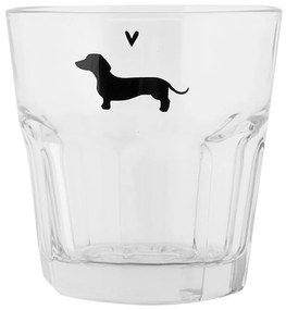 Sklenička na vodu s jezevčíkem a srdíčkem Dog&Cat - Ø 8*8 cm / 200 ml