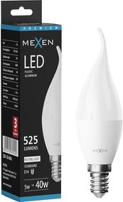 Mexen Nova, LED žárovka plamen E14, C37, 5W, Teplá - 3000K, 525 lm - L106-E14-0530-01
