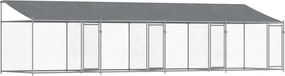 Klec pro psy se střechou a dvířky šedá 8x2x2 m pozinkovaná ocel 3209565
