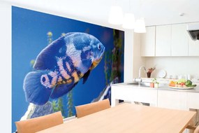 DIMEX | Samolepicí vliesová fototapeta na zeď Velká modrá ryba MA-5-0510 | 375 x 250 cm | modrá, bílá, šedá