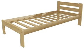 Dřevěná postel VMK 2A 140x200 borovice masiv přírodní lakovaná