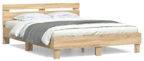 Rám postele s čelem dub sonoma 140 x 200 cm kompozitní dřevo