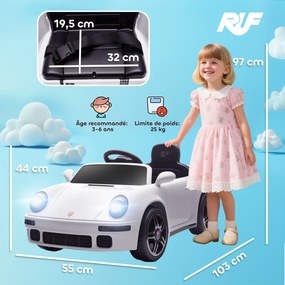 AIYAPLAY dětské elektrické auto, 12V elektrické vozidlo, 2,4G dálkové ovládání, světlomety, hudba, klakson, 103 x 55 x 44 cm, bílá