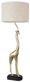 Zlatá stolní lampa se žirafou a béžovým stínidlem – 30x85 cm