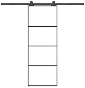Posuvné dveře s kováním 76x205 cm ESG sklo a hliník 3332863