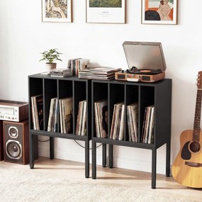 Costway Stojan na gramofon s integrovanou nabíjecí stanicí a 4 přepážkami