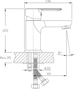 Bruckner Baron umyvadlová baterie stojánková bez výpusti chrom 612.002.1