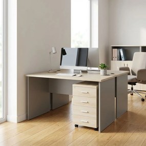 Sestava kancelářského nábytku SimpleOffice 1, 120 cm, dub světlý / šedá