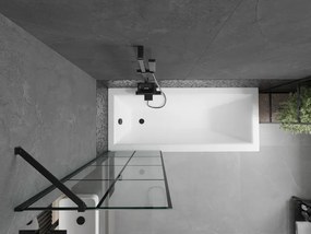 Mexen Next, vanová zástěna 1-křídlová 60 x 150 cm, fixní křídlo, 6 mm čiré sklo s černým vzorem, černý profil, 895-060-000-00-77-70
