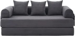 Aosom Skládací kompresní pohovka s pevným kovovým rámem, boční kapsy plus 3 polštáře, 200D x 94Š x 67V cm, tmavě šedá