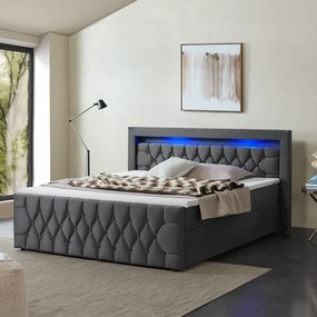 Juskys Postel boxspring Leona se sametovým potahem Barva: béžová, Velikost: 140 cm