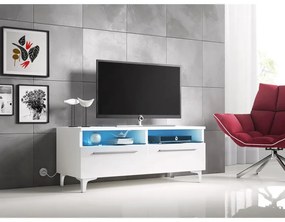 TV stolek Cleo VI-W, Barva: bílý / šedý lesk