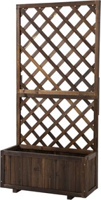 Vyvýšený zahradní záhonová skříňka Outsunny s treláží, dřevěná květinová skříňka, 72,5x31,5x149,5 cm pro zahradu, balkon, terasu, květináč pro popínav