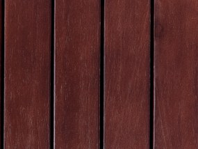 Zahradní lavice z akátového dřeva s úložným prostorem 120 cm mahagonová hnědá/červený polštář SOVANA Beliani