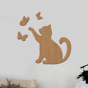 dřevo života Dřevěná dekorace Kočka s motýlky Rozměry (cm): 40x38, Barevný vzor: Horský dub