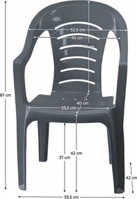 Kondela Zahradní stohovatelné křeslo, antracit, KESIA