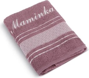 Bellatex Froté ručník mozaika se jménem MAMINKA 50x100 cm starorůžová