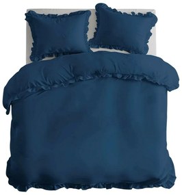 Detexpol Bavlněné povlečení 160x200 denim jednobarevné s volánem Pure 23