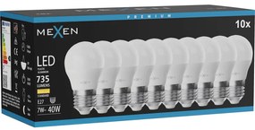 Mexen Nova 10x LED žárovka E27, G45, 7W, Teplá - 3000K, 735 lm - L101-E27-0730-01x10
