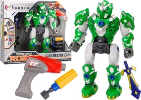 LEAN Toys Robot na šroubování, zbraň, vrtačka, šroubovák, světla, zvuk, zelená barva